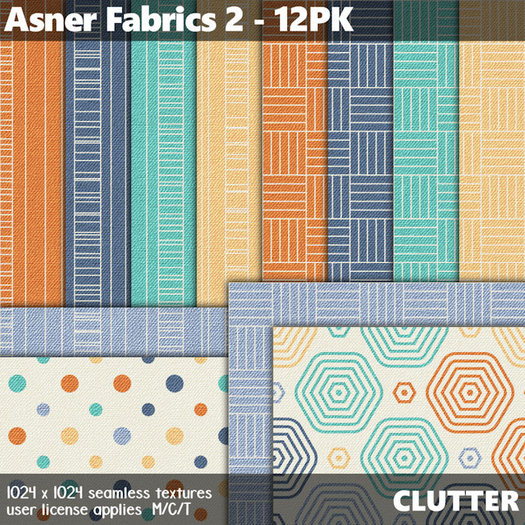 Second Life Marketplace - Clutter - Asner Fabrics 2 - 12PK